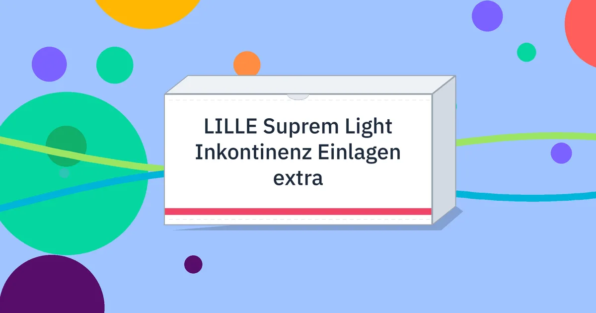 Symbolbild: Packung mit der Aufschrift LILLE Suprem Light Inkontinenz Einlagen extra (PZN 19202410) – Verfügbarkeit und Bezug in Apotheken in Frankfurt am Main