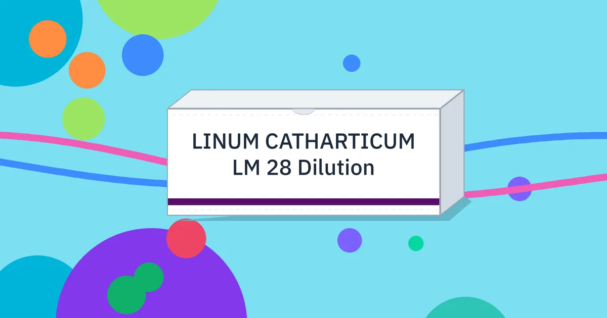 Symbolbild: Packung mit der Aufschrift LINUM CATHARTICUM LM 28 Dilution (PZN 13530283) – Verfügbarkeit und Bezug in Apotheken in Frankfurt am Main