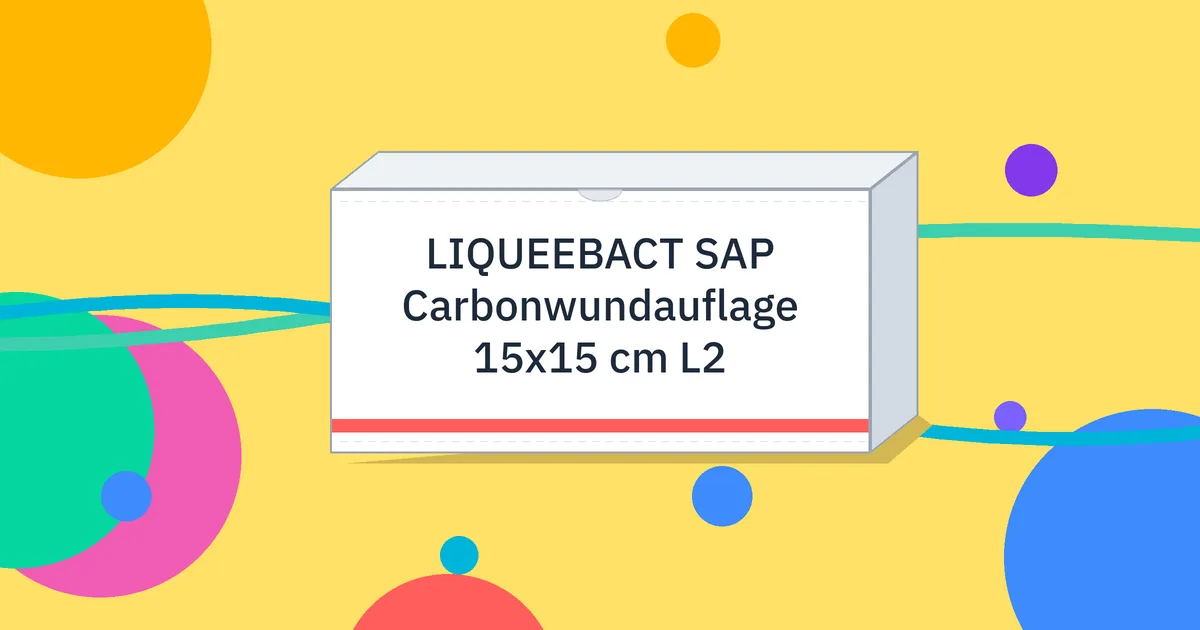 Symbolbild: Packung mit der Aufschrift LIQUEEBACT SAP Carbonwundauflage 15x15 cm L2 (PZN 19873860) – Verfügbarkeit und Bezug in Apotheken in Frankfurt am Main