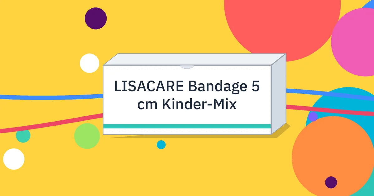 Symbolbild: Packung mit der Aufschrift LISACARE Bandage 5 cm Kinder-Mix (PZN 17926693) – Verfügbarkeit und Bezug in Apotheken in Frankfurt am Main