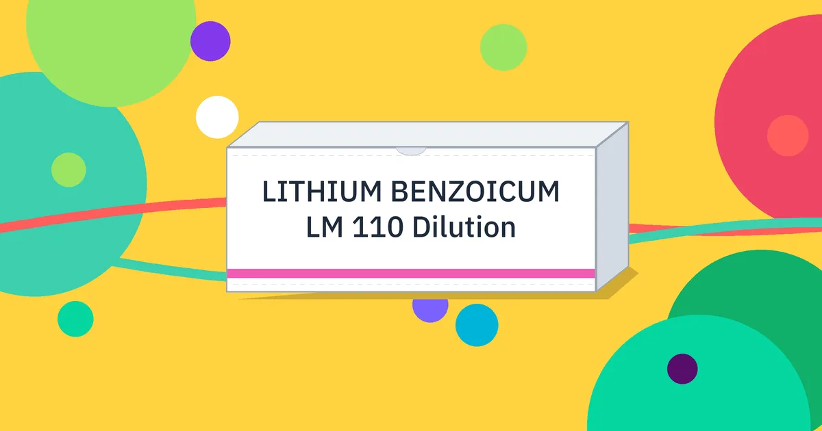 Symbolbild: Packung mit der Aufschrift LITHIUM BENZOICUM LM 110 Dilution (PZN 13531839) – Verfügbarkeit und Bezug in Apotheken in Frankfurt am Main