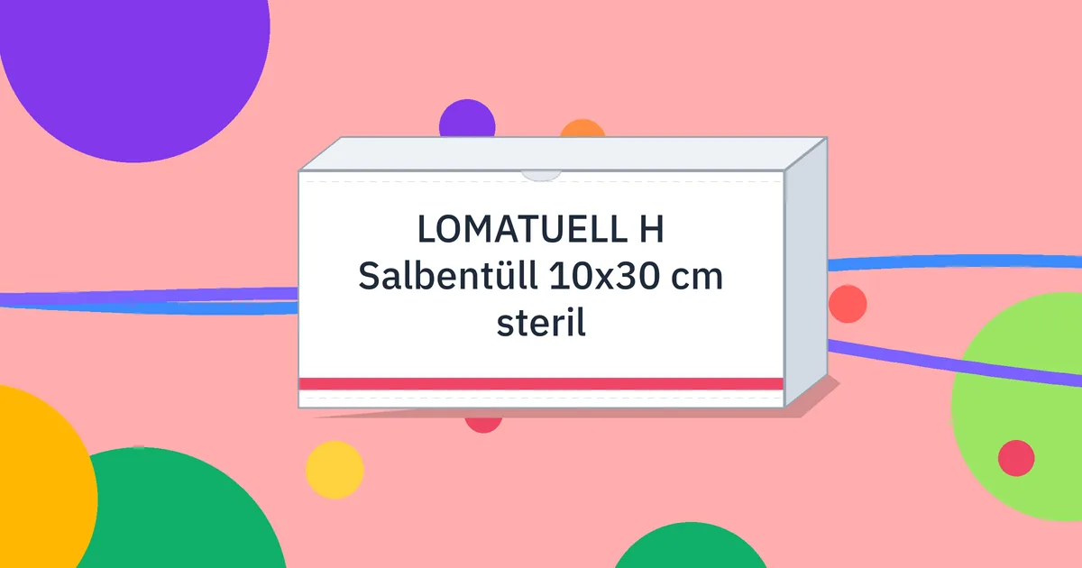 Symbolbild: Packung mit der Aufschrift LOMATUELL H Salbentüll 10x30 cm steril (PZN 19999236) – Verfügbarkeit und Bezug in Apotheken in Frankfurt am Main