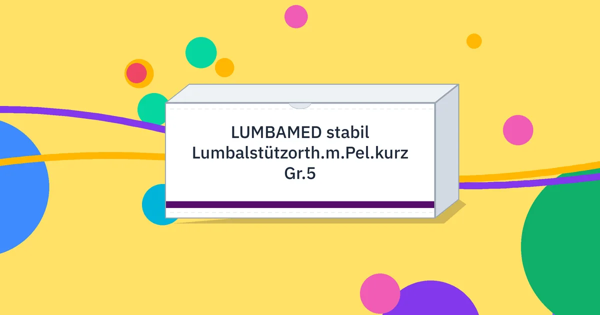Symbolbild: Packung mit der Aufschrift LUMBAMED stabil Lumbalstützorth.m.Pel.kurz Gr.5 (PZN 15313845) – Verfügbarkeit und Bezug in Apotheken in Frankfurt am Main