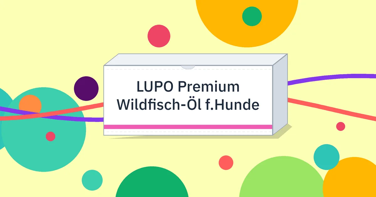 Symbolbild: Packung mit der Aufschrift LUPO Premium Wildfisch-Öl f.Hunde (PZN 19253614) – Verfügbarkeit und Bezug in Apotheken in Frankfurt am Main