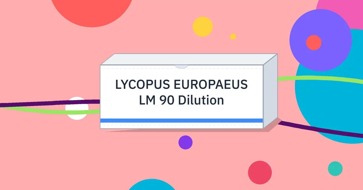 Symbolbild: Packung mit der Aufschrift LYCOPUS EUROPAEUS LM 90 Dilution (PZN 13538304) – Verfügbarkeit und Bezug in Apotheken in Frankfurt am Main