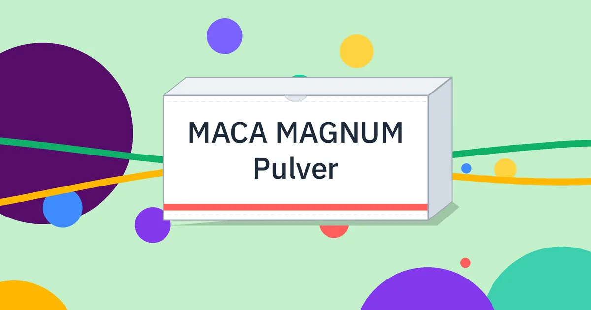 Symbolbild: Packung mit der Aufschrift MACA MAGNUM Pulver (PZN 01337405) – Verfügbarkeit und Bezug in Apotheken in Frankfurt am Main