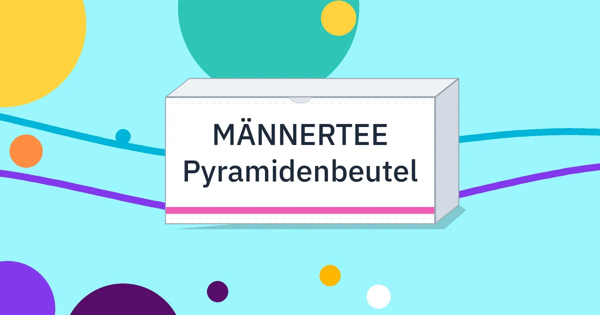 Symbolbild: Packung mit der Aufschrift MÄNNERTEE Pyramidenbeutel (PZN 15382622) – Verfügbarkeit und Bezug in Apotheken in Frankfurt am Main