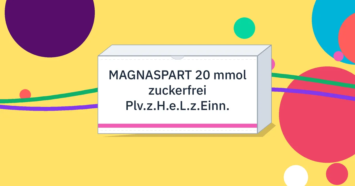 Symbolbild: Packung mit der Aufschrift MAGNASPART 20 mmol zuckerfrei Plv.z.H.e.L.z.Einn. (PZN 20272290) – Verfügbarkeit und Bezug in Apotheken in Frankfurt am Main