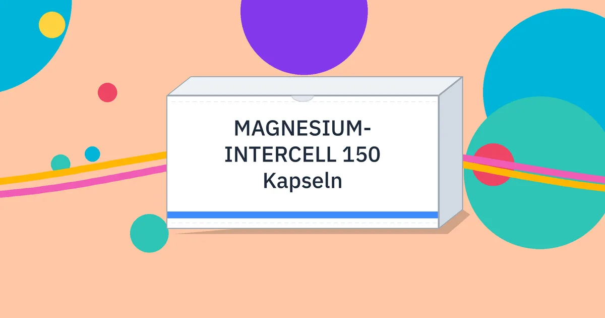 Symbolbild: Packung mit der Aufschrift MAGNESIUM-INTERCELL 150 Kapseln (PZN 19275627) – Verfügbarkeit und Bezug in Apotheken in Frankfurt am Main