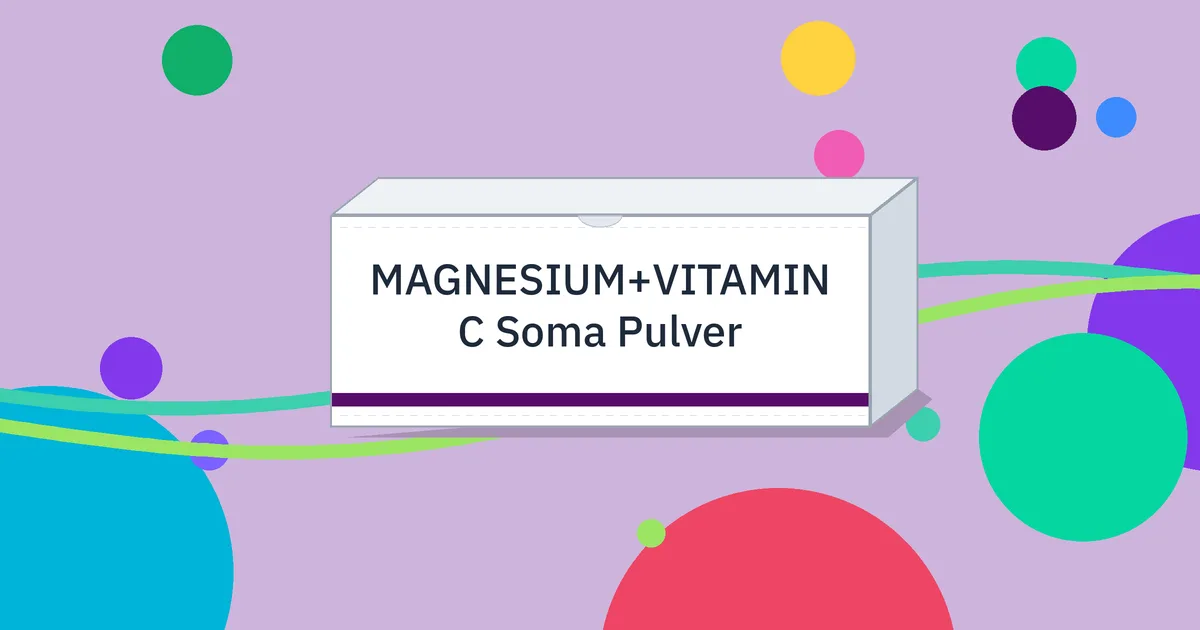 Symbolbild: Packung mit der Aufschrift MAGNESIUM+VITAMIN C Soma Pulver (PZN 06957667) – Verfügbarkeit und Bezug in Apotheken in Frankfurt am Main