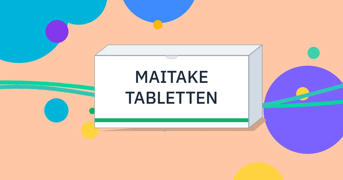 Symbolbild: Packung mit der Aufschrift MAITAKE TABLETTEN (PZN 03850325) – Verfügbarkeit und Bezug in Apotheken in Frankfurt am Main