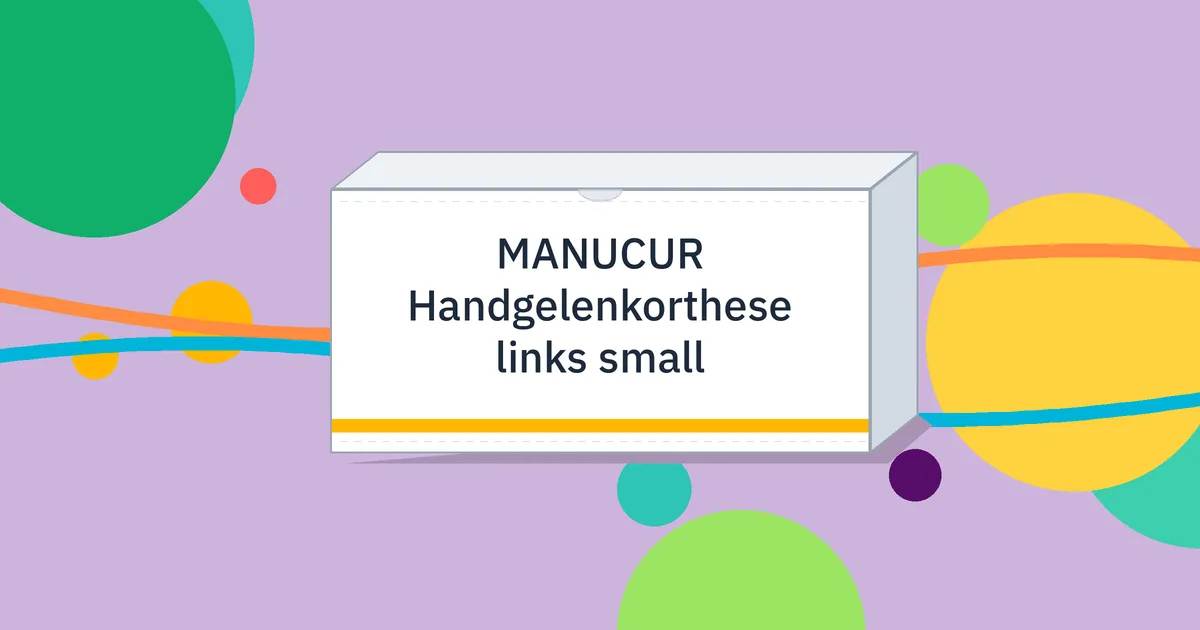 Symbolbild: Packung mit der Aufschrift MANUCUR Handgelenkorthese links small (PZN 17527680) – Verfügbarkeit und Bezug in Apotheken in Frankfurt am Main