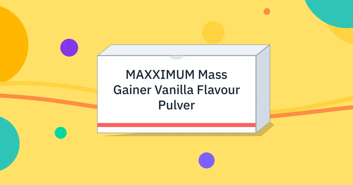 Symbolbild: Packung mit der Aufschrift MAXXIMUM Mass Gainer Vanilla Flavour Pulver (PZN 11290188) – Verfügbarkeit und Bezug in Apotheken in Frankfurt am Main