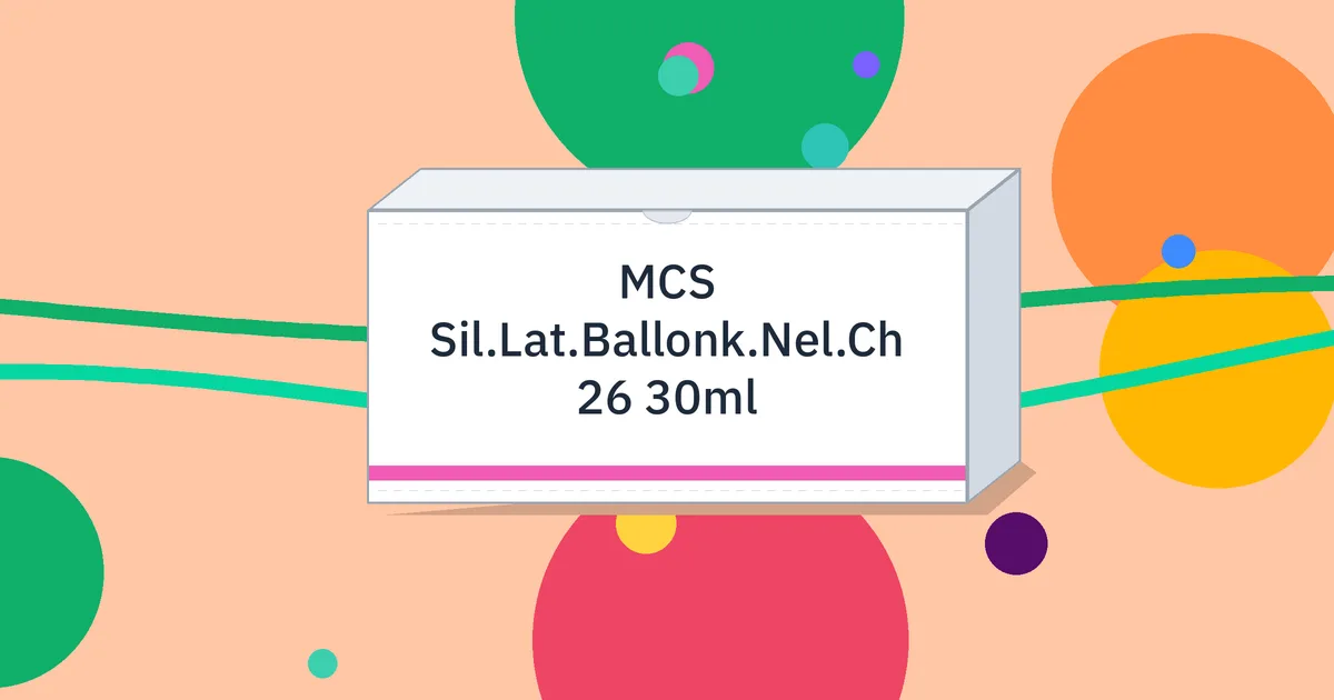 Symbolbild: Packung mit der Aufschrift MCS Sil.Lat.Ballonk.Nel.Ch 26 30ml (PZN 04797627) – Verfügbarkeit und Bezug in Apotheken in Frankfurt am Main