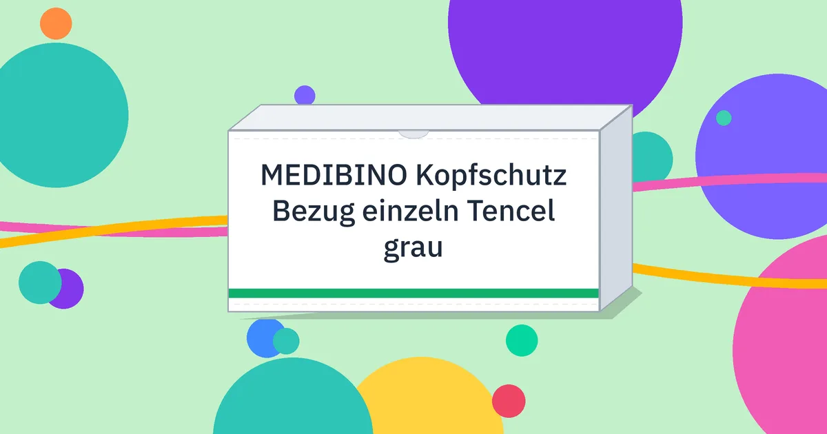Symbolbild: Packung mit der Aufschrift MEDIBINO Kopfschutz Bezug einzeln Tencel grau (PZN 16387521) – Verfügbarkeit und Bezug in Apotheken in Frankfurt am Main
