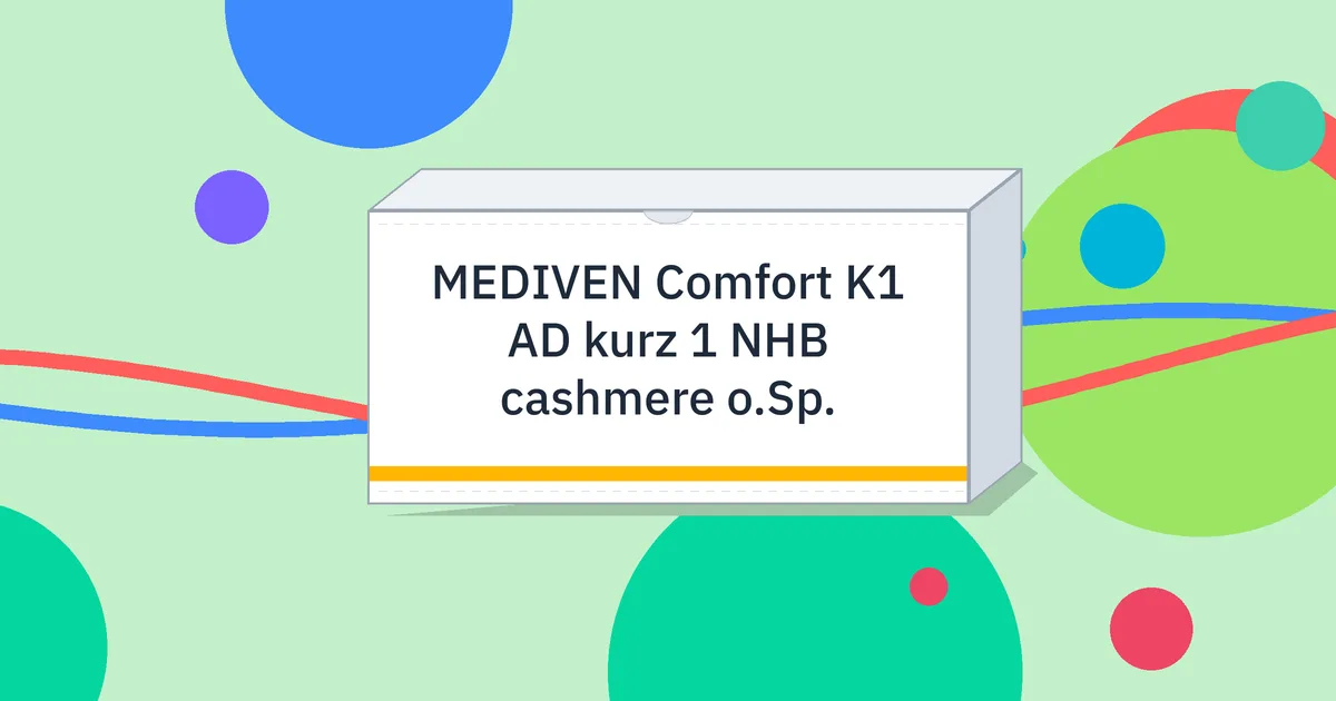 Symbolbild: Packung mit der Aufschrift MEDIVEN Comfort K1 AD kurz 1 NHB cashmere o.Sp. (PZN 14657229) – Verfügbarkeit und Bezug in Apotheken in Frankfurt am Main