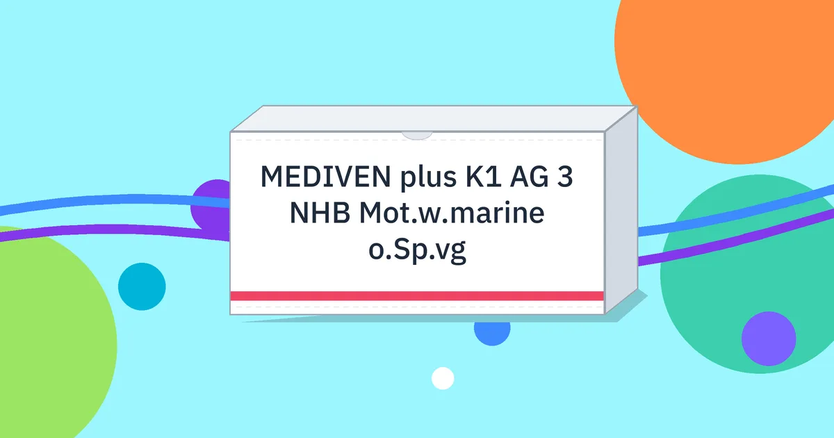 Symbolbild: Packung mit der Aufschrift MEDIVEN plus K1 AG 3 NHB Mot.w.marine o.Sp.vg (PZN 15920798) – Verfügbarkeit und Bezug in Apotheken in Frankfurt am Main