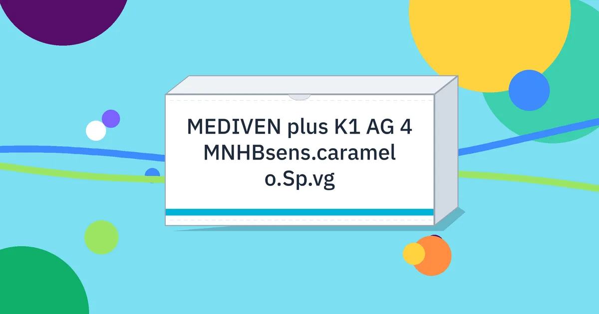 Symbolbild: Packung mit der Aufschrift MEDIVEN plus K1 AG 4 MNHBsens.caramel o.Sp.vg (PZN 16072272) – Verfügbarkeit und Bezug in Apotheken in Frankfurt am Main