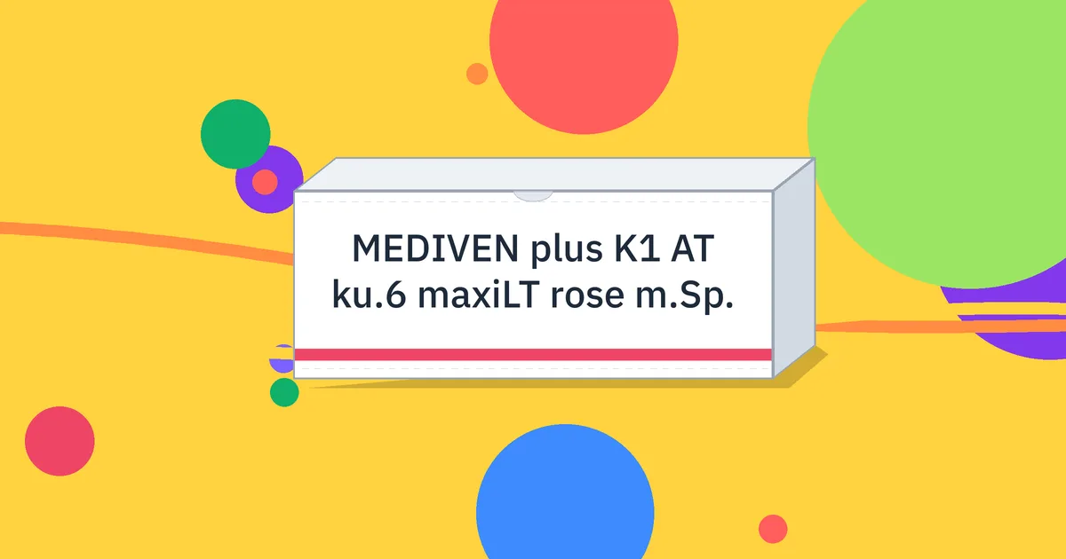 Symbolbild: Packung mit der Aufschrift MEDIVEN plus K1 AT ku.6 maxiLT rose m.Sp. (PZN 15069345) – Verfügbarkeit und Bezug in Apotheken in Frankfurt am Main