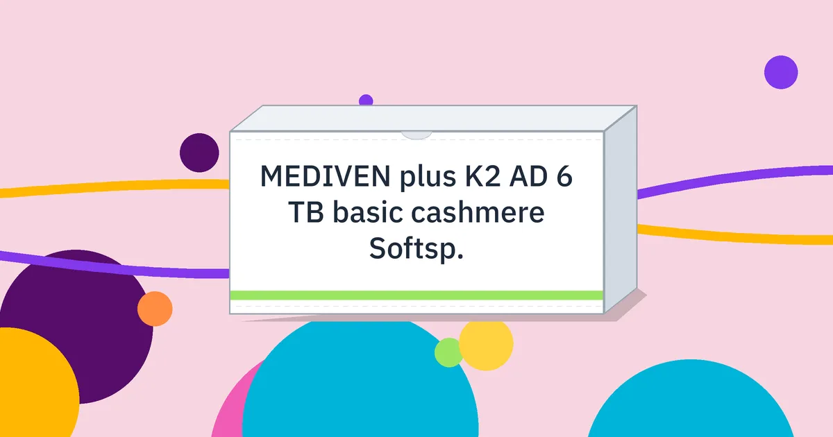 Symbolbild: Packung mit der Aufschrift MEDIVEN plus K2 AD 6 TB basic cashmere Softsp. (PZN 15094337) – Verfügbarkeit und Bezug in Apotheken in Frankfurt am Main