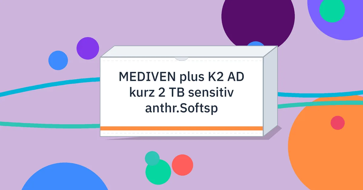 Symbolbild: Packung mit der Aufschrift MEDIVEN plus K2 AD kurz 2 TB sensitiv anthr.Softsp (PZN 15105963) – Verfügbarkeit und Bezug in Apotheken in Frankfurt am Main