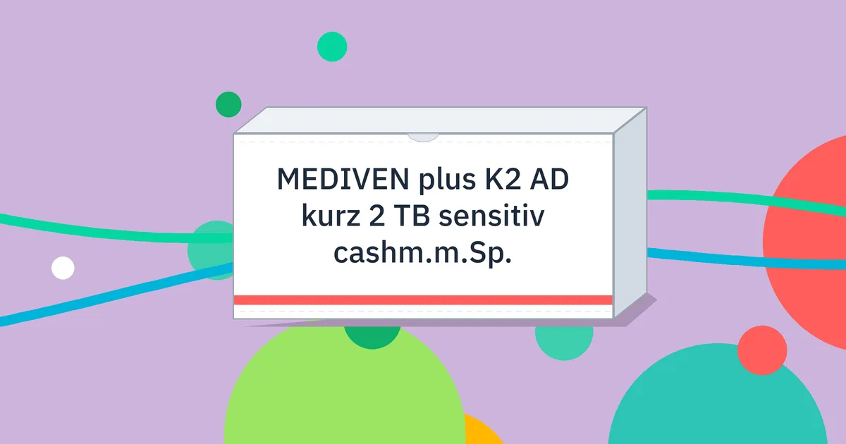 Symbolbild: Packung mit der Aufschrift MEDIVEN plus K2 AD kurz 2 TB sensitiv cashm.m.Sp. (PZN 15106106) – Verfügbarkeit und Bezug in Apotheken in Frankfurt am Main