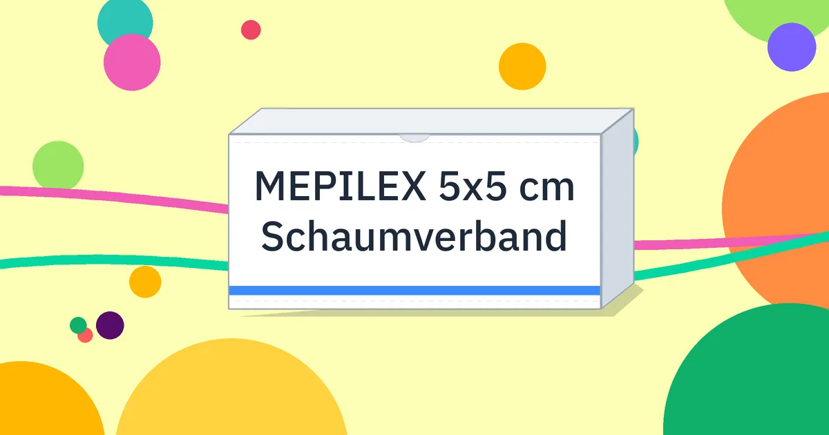 Symbolbild: Packung mit der Aufschrift MEPILEX 5x5 cm Schaumverband (PZN 10113001) – Verfügbarkeit und Bezug in Apotheken in Frankfurt am Main
