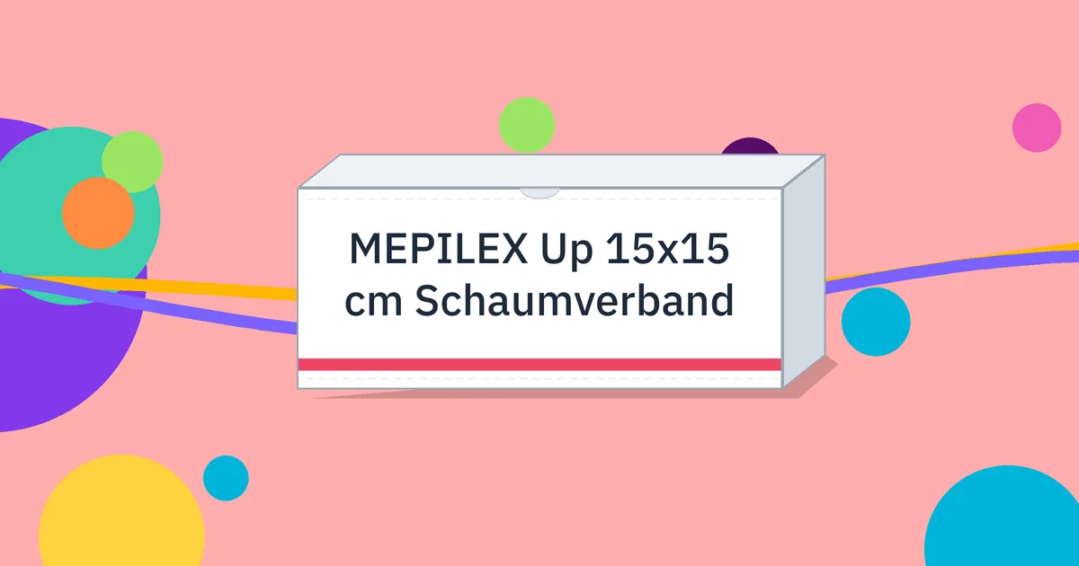 Symbolbild: Packung mit der Aufschrift MEPILEX Up 15x15 cm Schaumverband (PZN 20120249) – Verfügbarkeit und Bezug in Apotheken in Frankfurt am Main