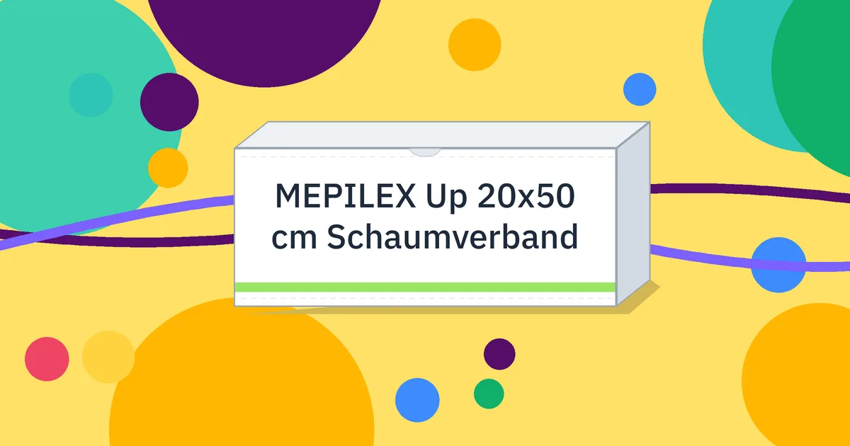Symbolbild: Packung mit der Aufschrift MEPILEX Up 20x50 cm Schaumverband (PZN 09391226) – Verfügbarkeit und Bezug in Apotheken in Frankfurt am Main