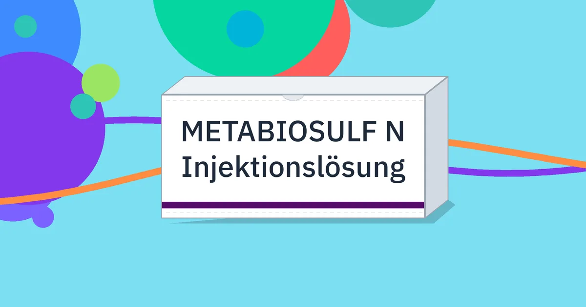 Symbolbild: Packung mit der Aufschrift METABIOSULF N Injektionslösung (PZN 01557638) – Verfügbarkeit und Bezug in Apotheken in Frankfurt am Main