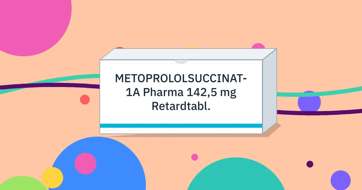 Symbolbild: Packung mit der Aufschrift METOPROLOLSUCCINAT-1A Pharma 142,5 mg Retardtabl. (PZN 00230289) – Verfügbarkeit und Bezug in Apotheken in Frankfurt am Main