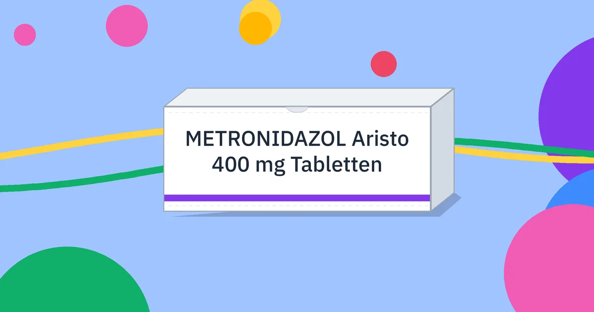 Symbolbild: Packung mit der Aufschrift METRONIDAZOL Aristo 400 mg Tabletten (PZN 04858903) – Verfügbarkeit und Bezug in Apotheken in Frankfurt am Main