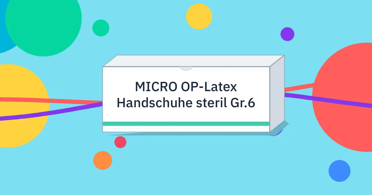Symbolbild: Packung mit der Aufschrift MICRO OP-Latex Handschuhe steril Gr.6 (PZN 06972460) – Verfügbarkeit und Bezug in Apotheken in Frankfurt am Main
