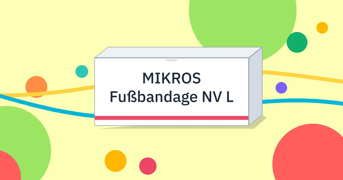 Symbolbild: Packung mit der Aufschrift MIKROS Fußbandage NV L (PZN 03550586) – Verfügbarkeit und Bezug in Apotheken in Frankfurt am Main