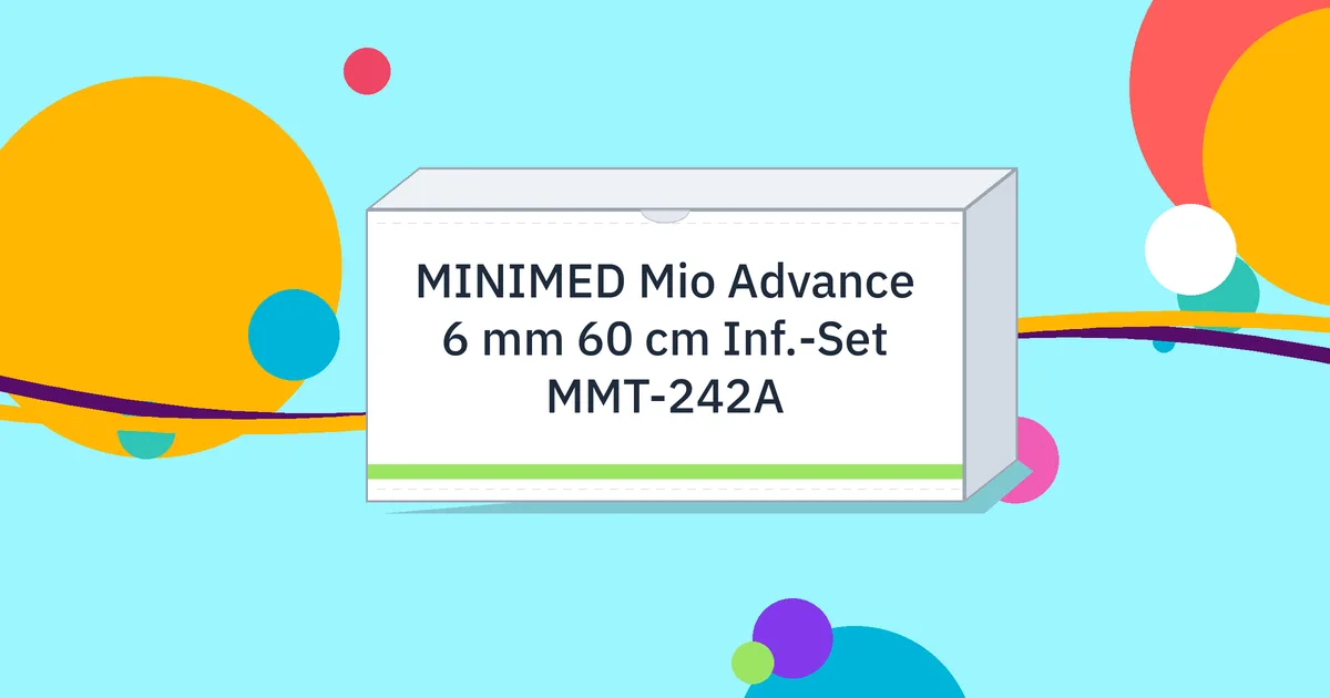 Symbolbild: Packung mit der Aufschrift MINIMED Mio Advance 6 mm 60 cm Inf.-Set MMT-242A (PZN 16737889) – Verfügbarkeit und Bezug in Apotheken in Frankfurt am Main