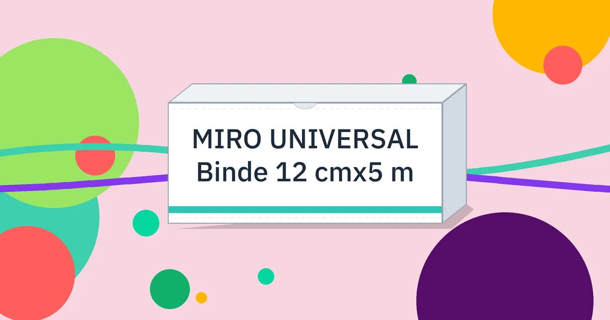 Symbolbild: Packung mit der Aufschrift MIRO UNIVERSAL Binde 12 cmx5 m (PZN 06853301) – Verfügbarkeit und Bezug in Apotheken in Frankfurt am Main