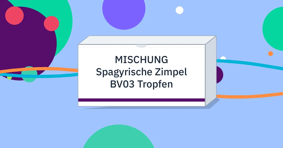 Symbolbild: Packung mit der Aufschrift MISCHUNG Spagyrische Zimpel BV03 Tropfen (PZN 06424362) – Verfügbarkeit und Bezug in Apotheken in Frankfurt am Main