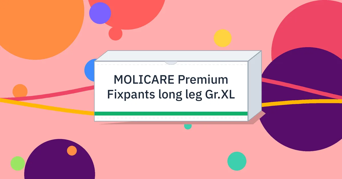 Symbolbild: Packung mit der Aufschrift MOLICARE Premium Fixpants long leg Gr.XL (PZN 12543958) – Verfügbarkeit und Bezug in Apotheken in Frankfurt am Main