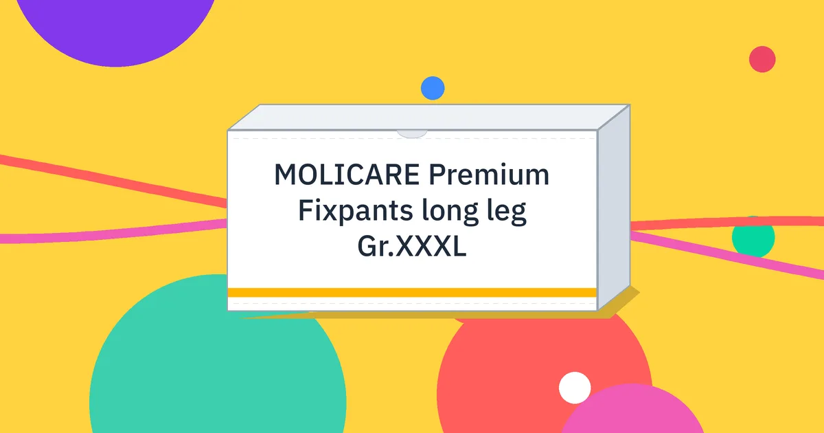 Symbolbild: Packung mit der Aufschrift MOLICARE Premium Fixpants long leg Gr.XXXL (PZN 14442492) – Verfügbarkeit und Bezug in Apotheken in Frankfurt am Main