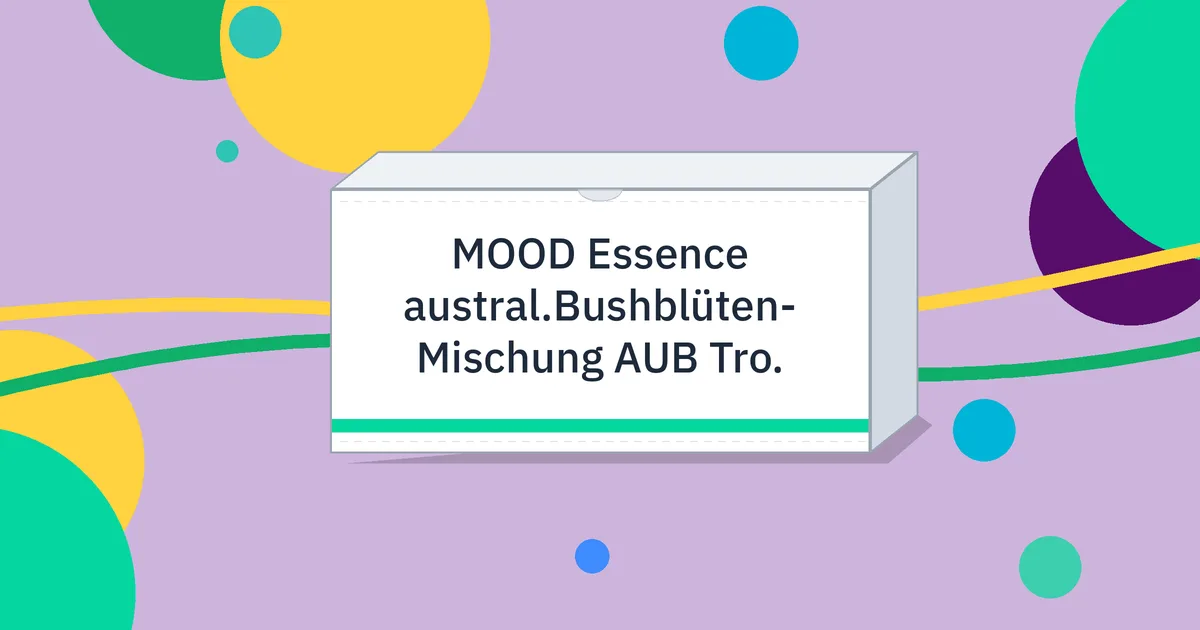 Symbolbild: Packung mit der Aufschrift MOOD Essence austral.Bushblüten-Mischung AUB Tro. (PZN 20290891) – Verfügbarkeit und Bezug in Apotheken in Frankfurt am Main