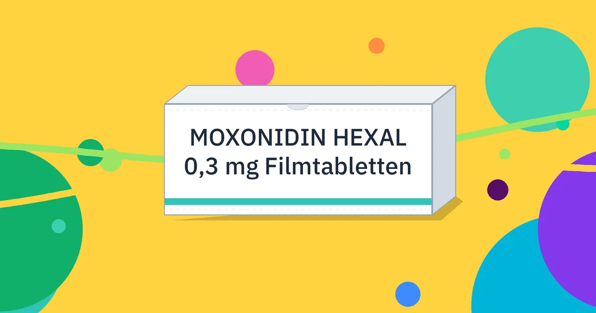 Symbolbild: Packung mit der Aufschrift MOXONIDIN HEXAL 0,3 mg Filmtabletten (PZN 00882939) – Verfügbarkeit und Bezug in Apotheken in Frankfurt am Main
