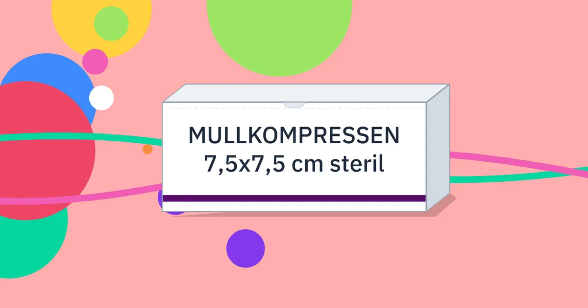 Symbolbild: Packung mit der Aufschrift MULLKOMPRESSEN 7,5x7,5 cm steril (PZN 20001846) – Verfügbarkeit und Bezug in Apotheken in Frankfurt am Main