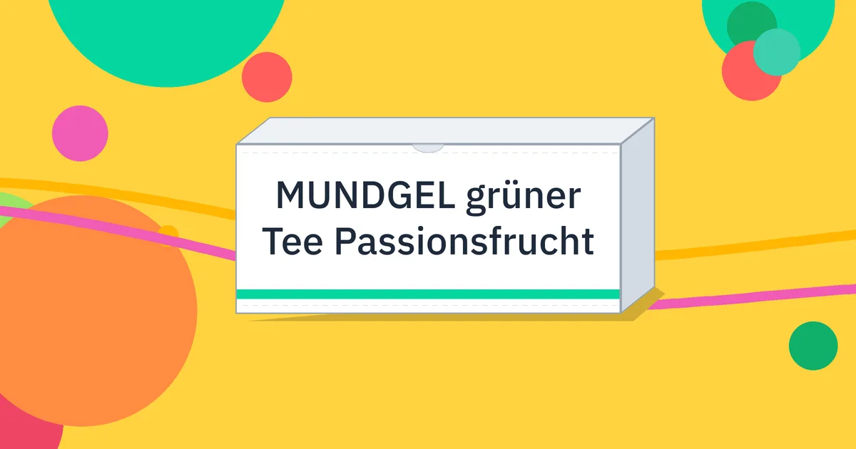 Symbolbild: Packung mit der Aufschrift MUNDGEL grüner Tee Passionsfrucht (PZN 10748320) – Verfügbarkeit und Bezug in Apotheken in Frankfurt am Main