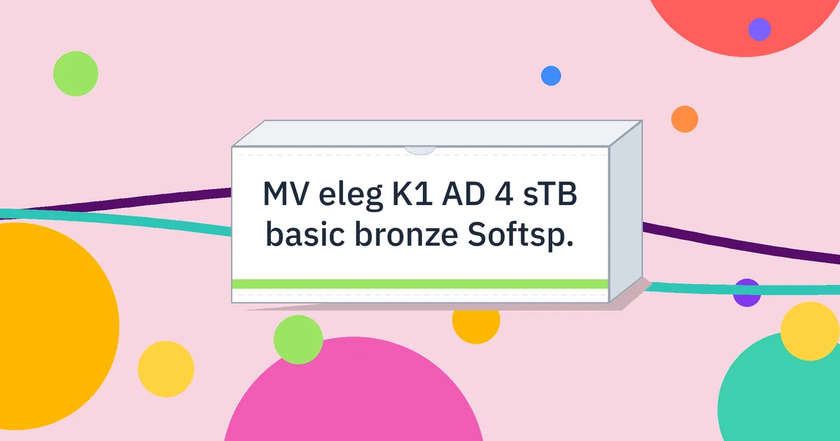 Symbolbild: Packung mit der Aufschrift MV eleg K1 AD 4 sTB basic bronze Softsp. (PZN 14705336) – Verfügbarkeit und Bezug in Apotheken in Frankfurt am Main