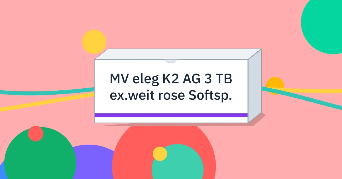 Symbolbild: Packung mit der Aufschrift MV eleg K2 AG 3 TB ex.weit rose Softsp. (PZN 14700072) – Verfügbarkeit und Bezug in Apotheken in Frankfurt am Main