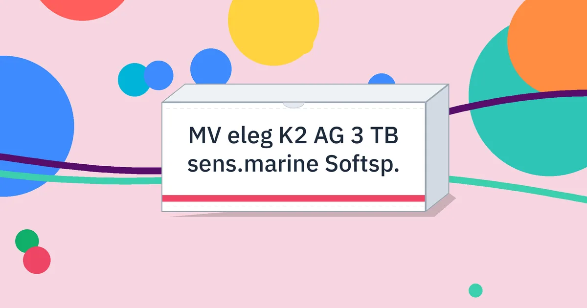 Symbolbild: Packung mit der Aufschrift MV eleg K2 AG 3 TB sens.marine Softsp. (PZN 14611196) – Verfügbarkeit und Bezug in Apotheken in Frankfurt am Main