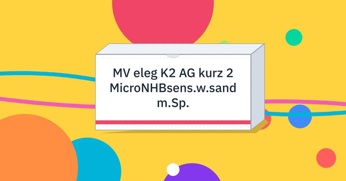 Symbolbild: Packung mit der Aufschrift MV eleg K2 AG kurz 2 MicroNHBsens.w.sand m.Sp. (PZN 18927588) – Verfügbarkeit und Bezug in Apotheken in Frankfurt am Main