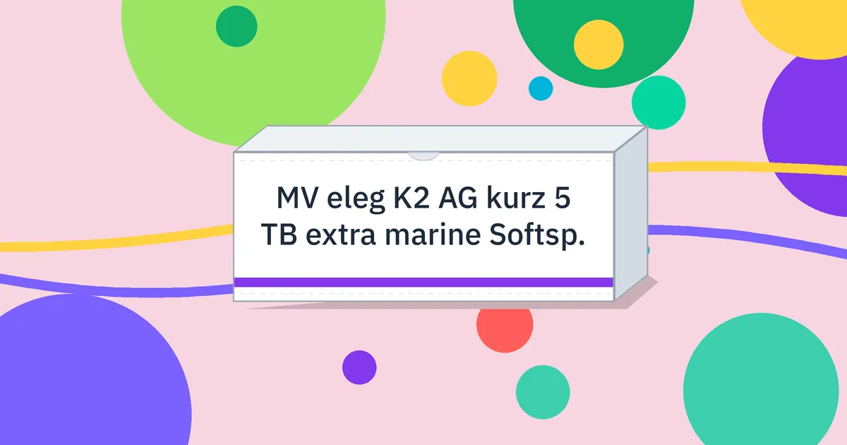 Symbolbild: Packung mit der Aufschrift MV eleg K2 AG kurz 5 TB extra marine Softsp. (PZN 14606195) – Verfügbarkeit und Bezug in Apotheken in Frankfurt am Main
