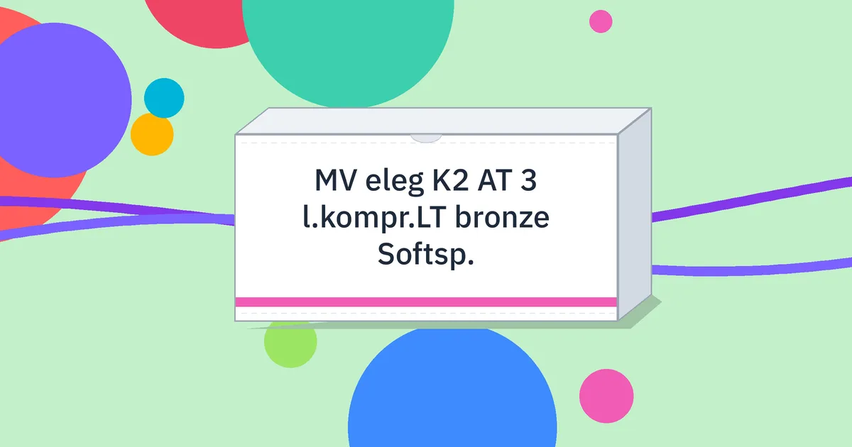 Symbolbild: Packung mit der Aufschrift MV eleg K2 AT 3 l.kompr.LT bronze Softsp. (PZN 15285267) – Verfügbarkeit und Bezug in Apotheken in Frankfurt am Main