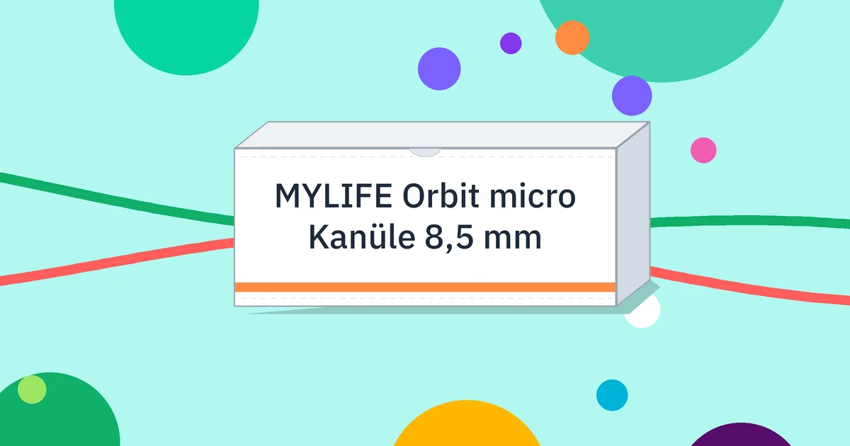 Symbolbild: Packung mit der Aufschrift MYLIFE Orbit micro Kanüle 8,5 mm (PZN 14324769) – Verfügbarkeit und Bezug in Apotheken in Frankfurt am Main